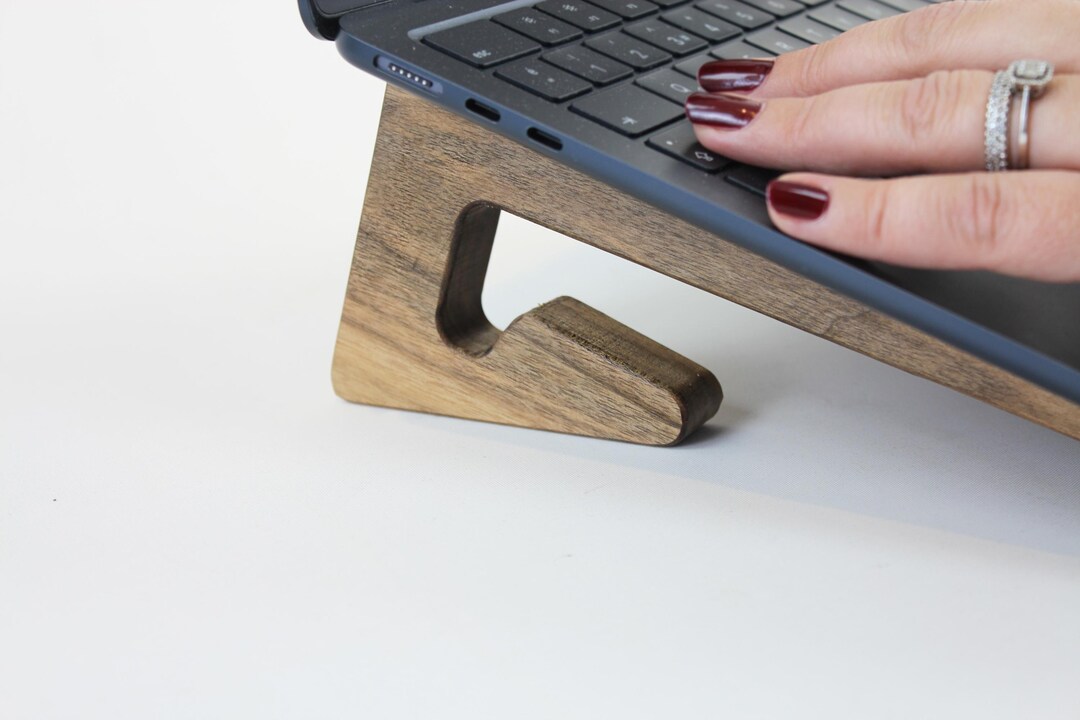 Vertical Storage Wood Laptop Stands | Solid Walnut or Oak | Ergonomic ...