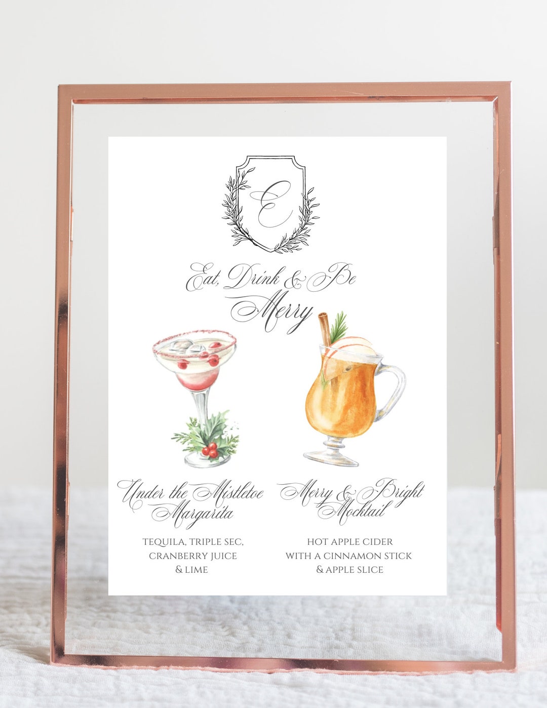Holiday Bar Sign Watercolor Bar Sign Template Wedding Bar Signs ...