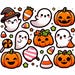 Cute Halloween Ghost and Pumpkin Stickers Kawaii Spooky Candy and ...