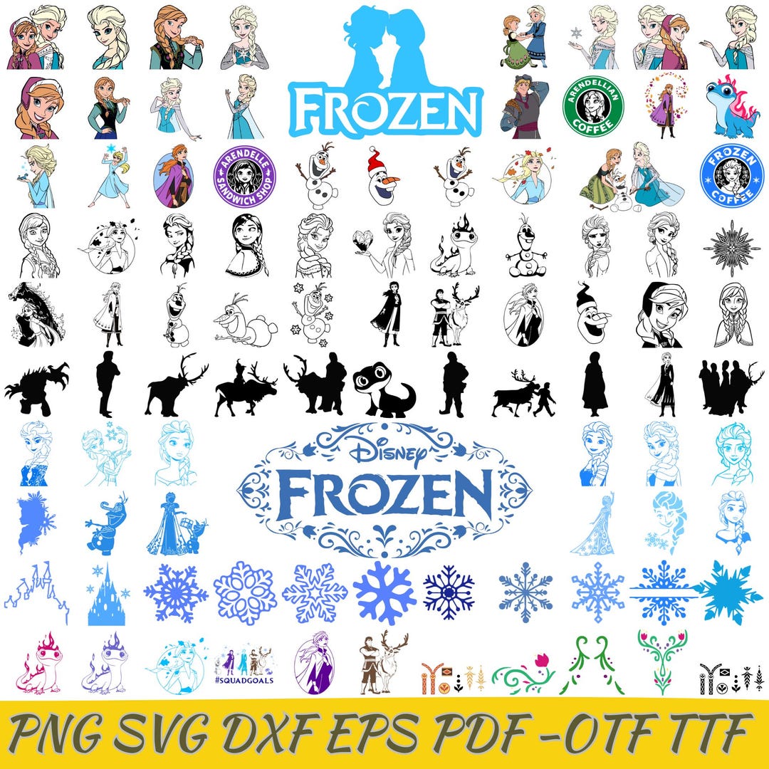 Frozen Svg Bundle, Frozen Clipart, Princess Svg, Olaf Svg, Elsa Svg ...