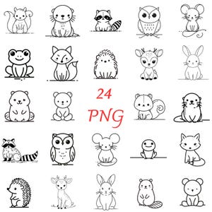Cute Safari and Farm Animals, Animal Clipart, Animal Doodle Png Bundle ...