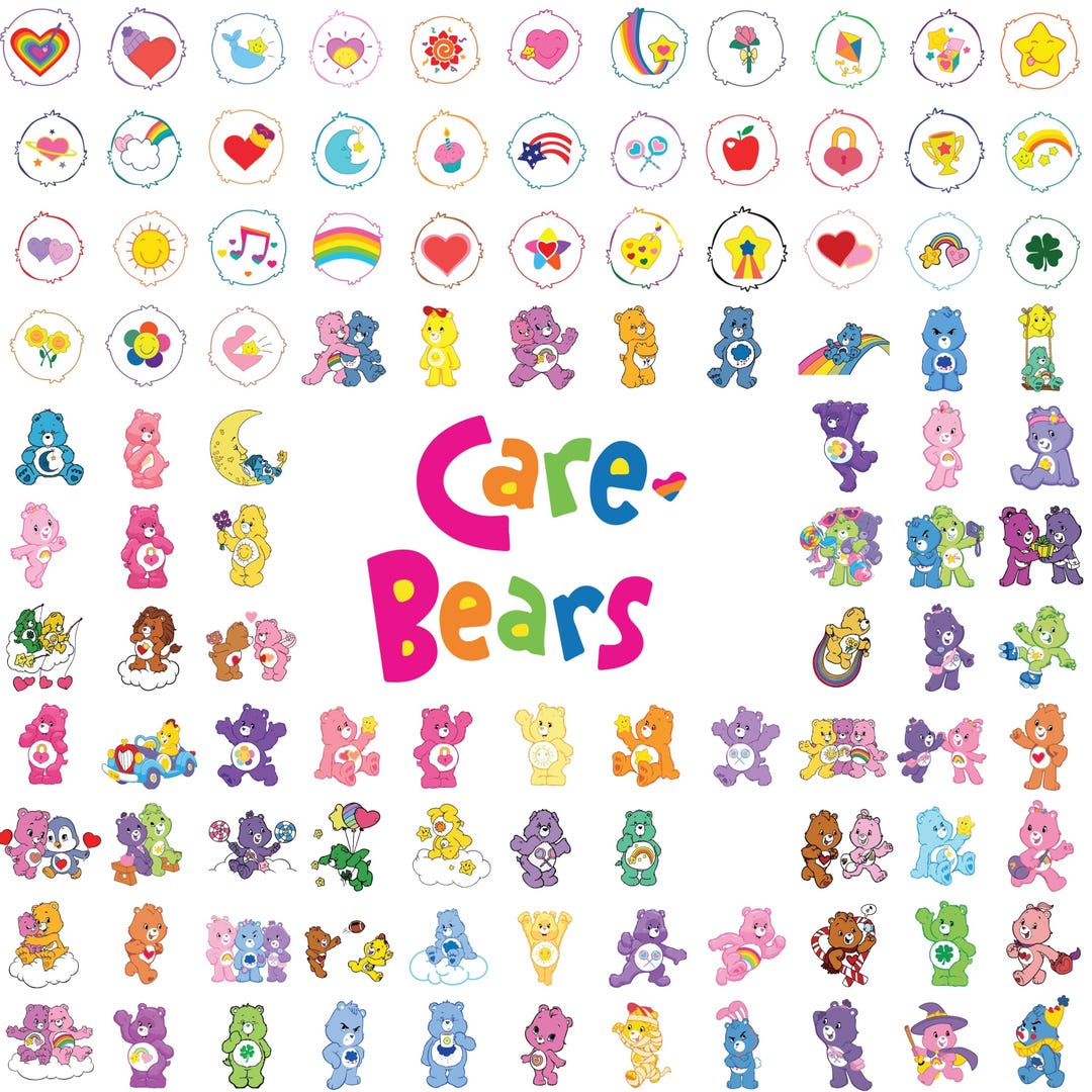 Care Bears Belly Badges SVG PNG Bundle, Care Bear Belly Badges, Care ...