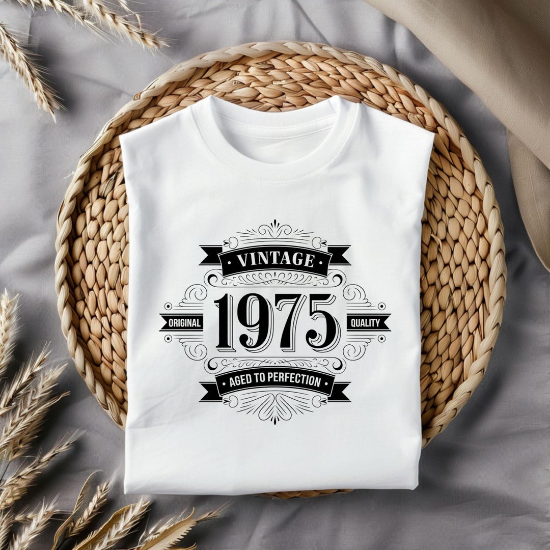 Vintage 1975 PNG, Aged to Perfection Clipart, Retro Birthday ...