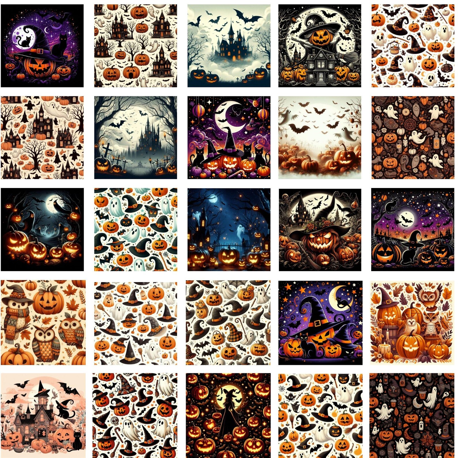 Spooky Halloween PNG Clipart Pumpkins, Ghosts, Witches, Haunted Houses ...