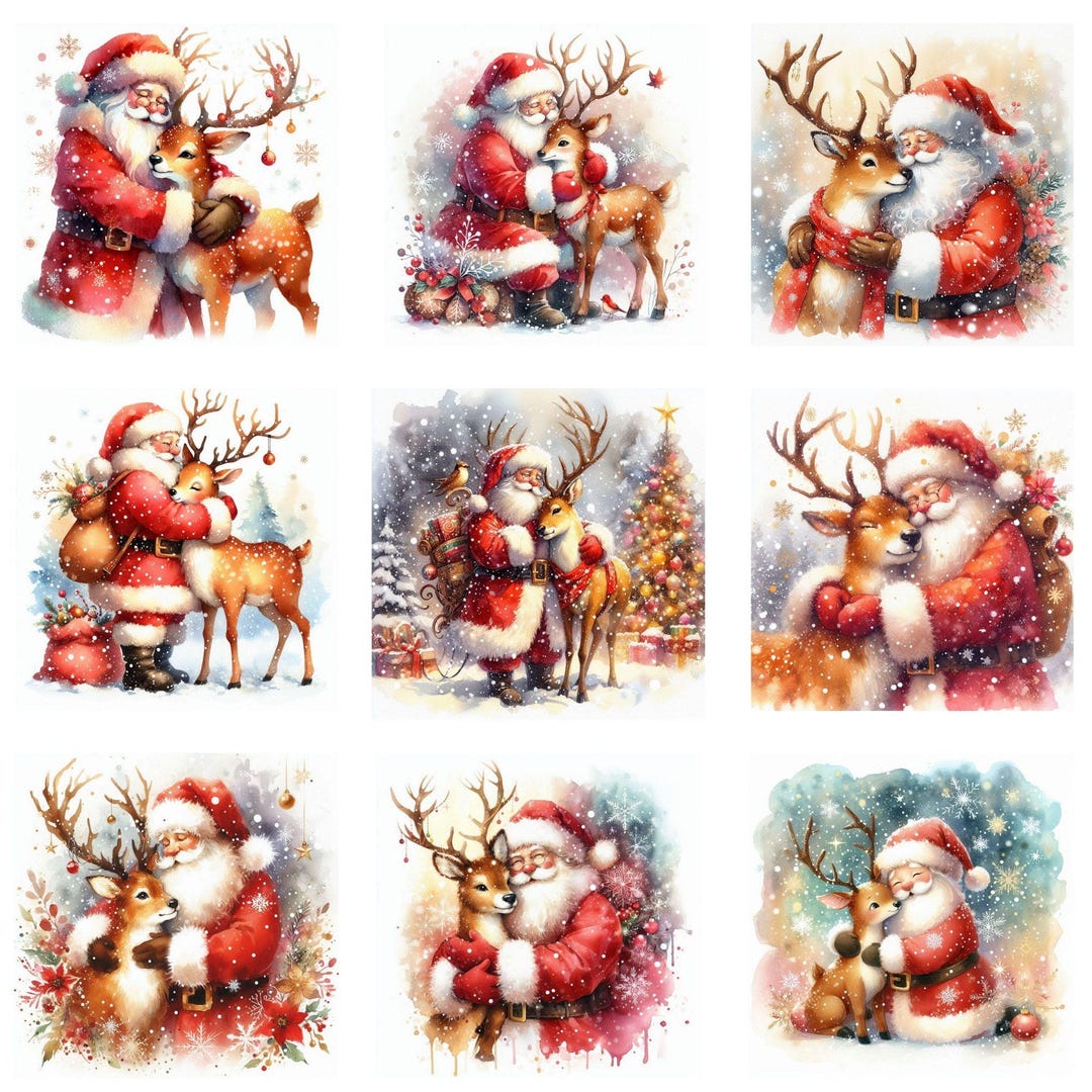 Watercolor Santa Clipart Watercolor Christmas Clipart Christmas Santa ...
