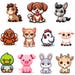 Cute Farm Animal Clipart Bundle | Kawaii Horse, Dog, Donkey, Chicken ...