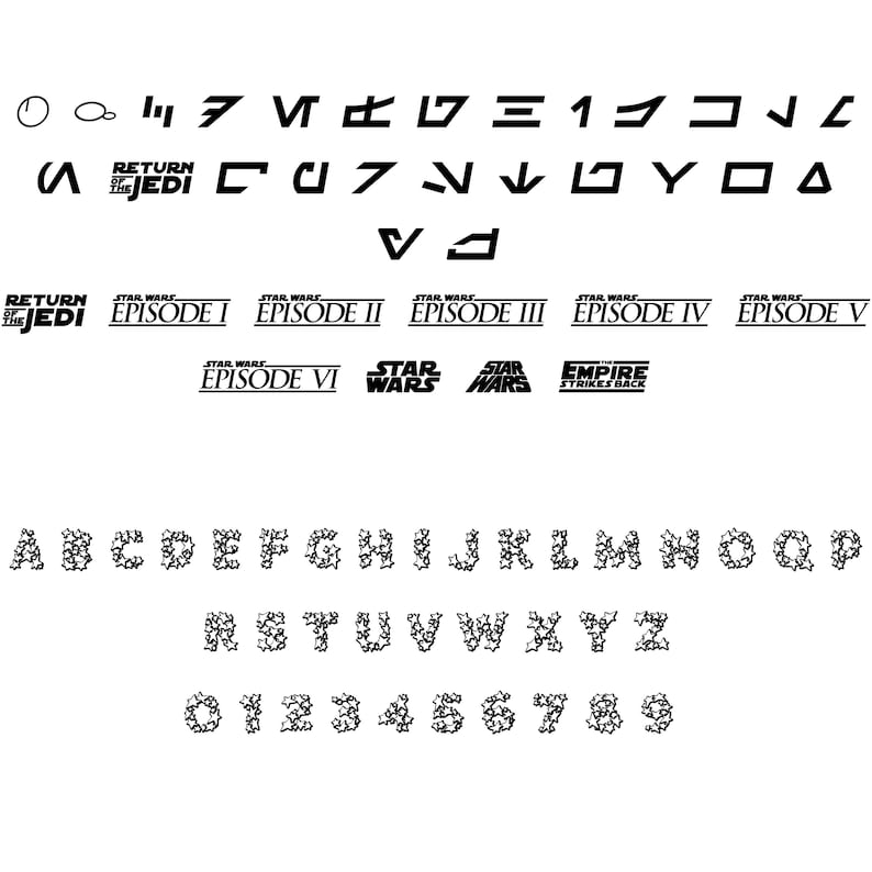 12 Star Wars Font TTF, Star Wars Alphabet, Font TTF, Digital Download ...