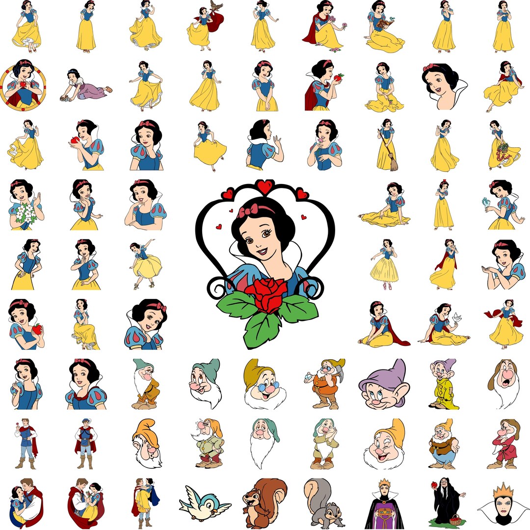 Snow White Clipart, Princess Svg, Seven Dwarves, Snow White Svg Bundle ...