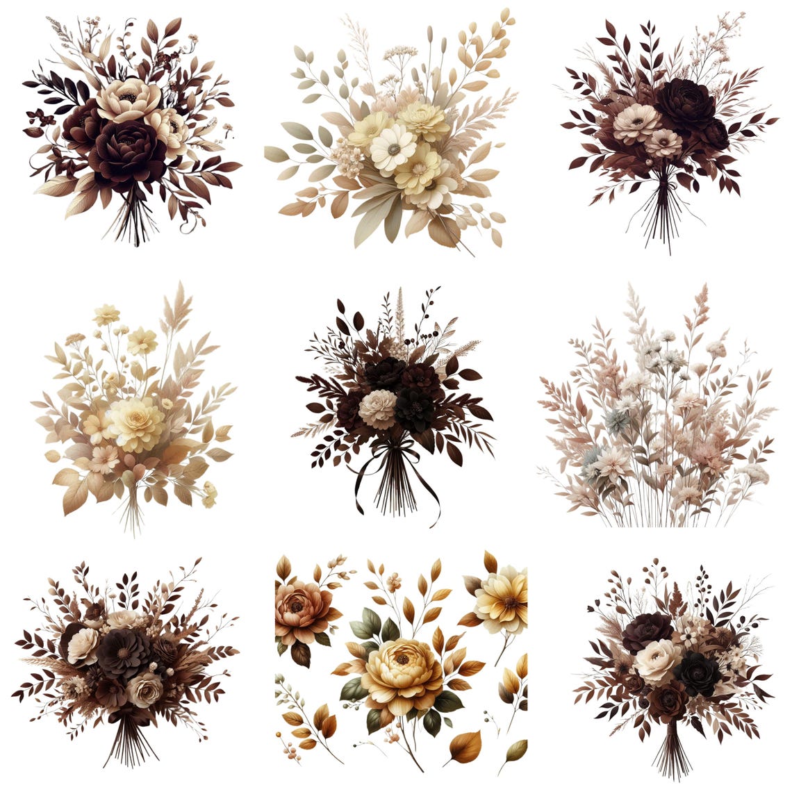 Abstract Flowers Clipart Bundle, Dried Flowers, Printable Watercolor ...