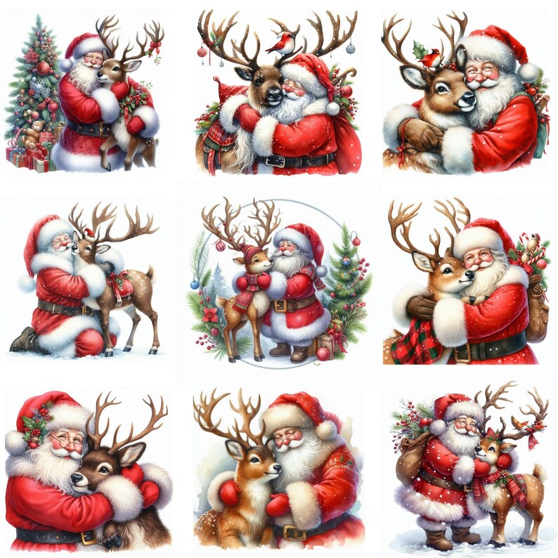 Watercolor Santa Clipart Watercolor Christmas Clipart Christmas Santa ...