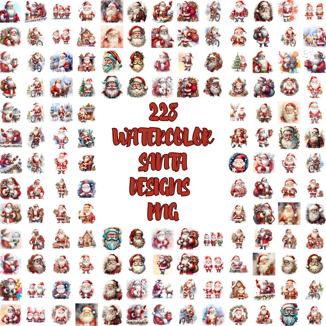 Watercolor Santa Clipart Watercolor Christmas Clipart Christmas Santa ...