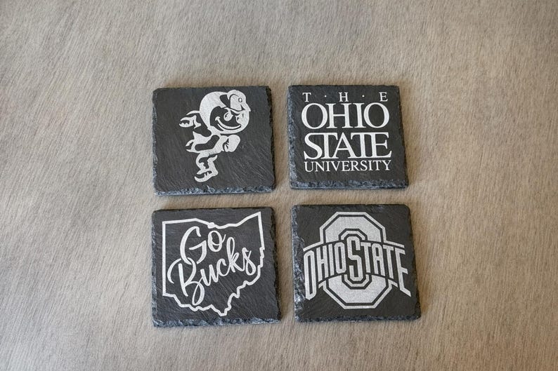 Ohio State Slate Coasters | Buckeye Drink Coasters | Stone Coaster Set ...