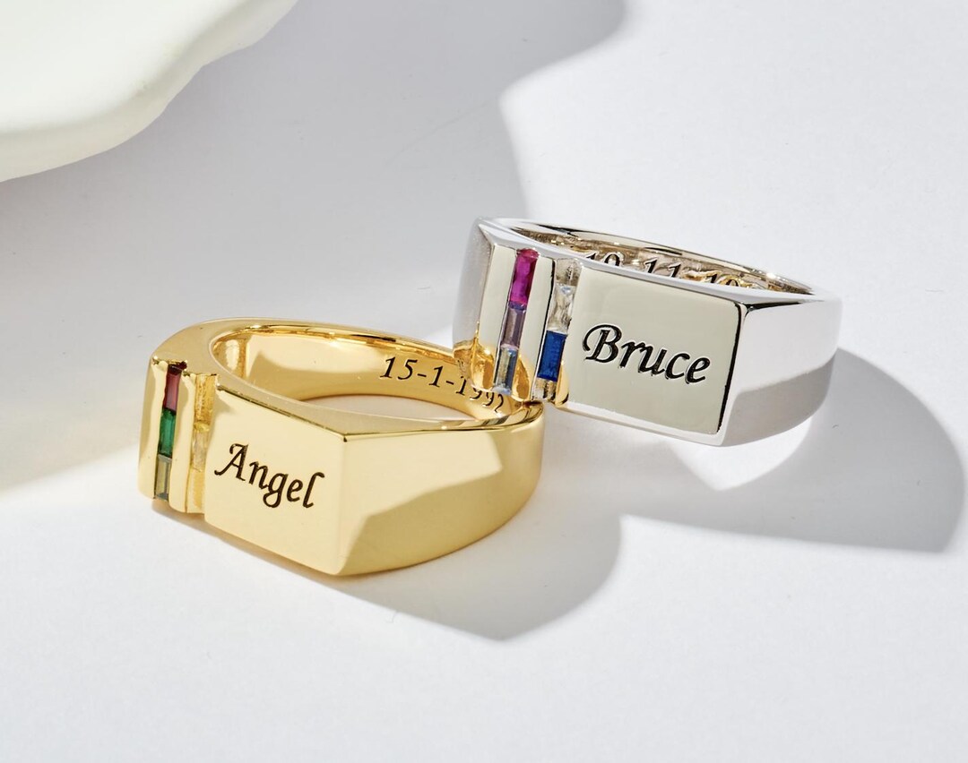Customized Name and Date Rings, Customized Gift, Personalized Gift ...