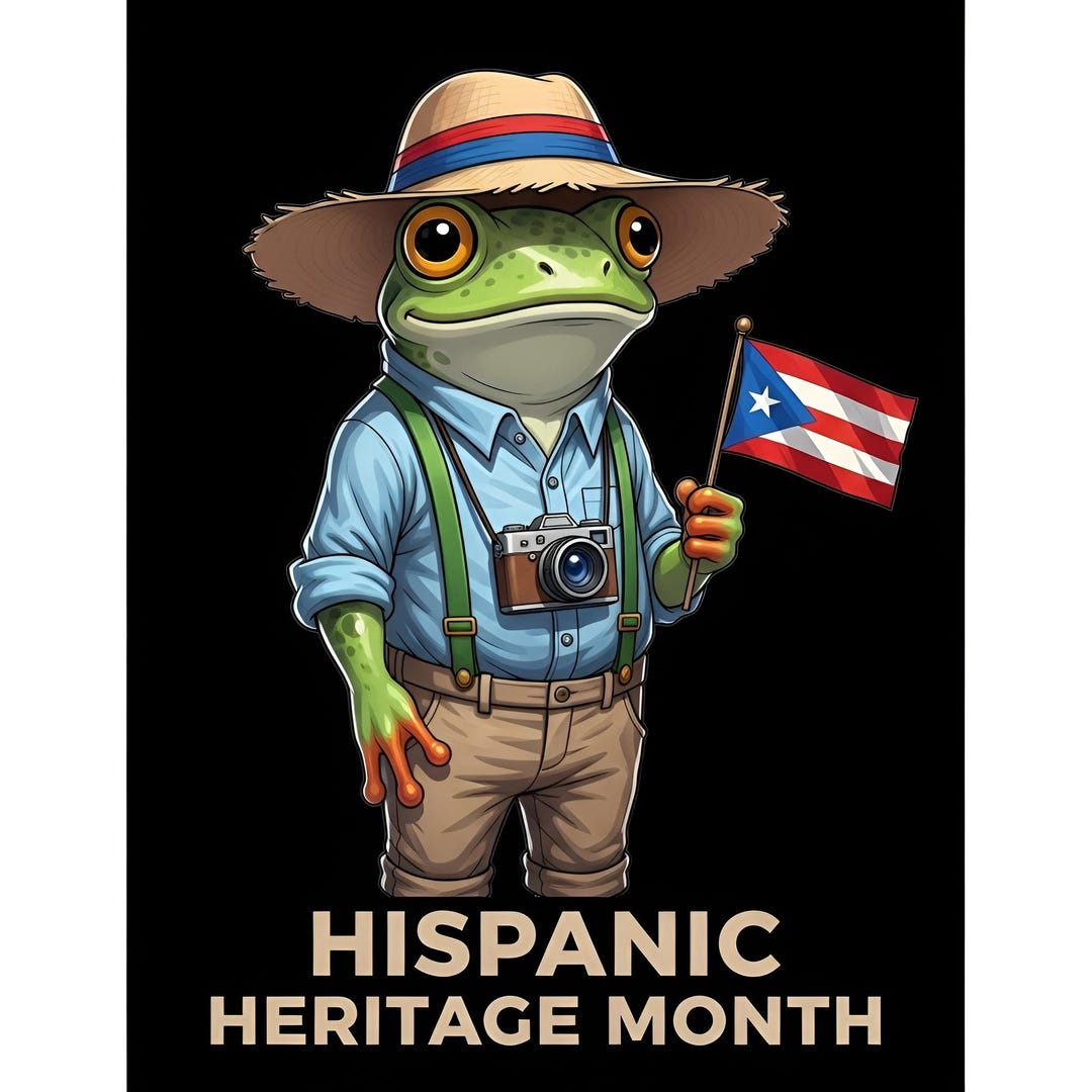 Puerto Rico Flag Coquí Frog PNG | Hispanic Heritage Design - Etsy