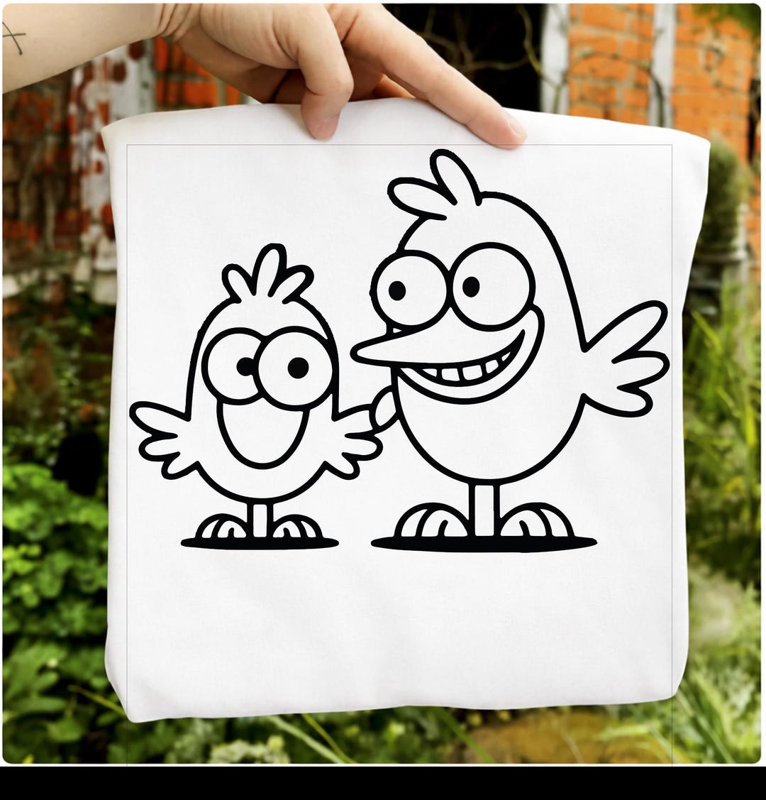 Funny Birds Outline SVG PNG | Quirky Bird Duo Clipart | Googly Eye Bird ...