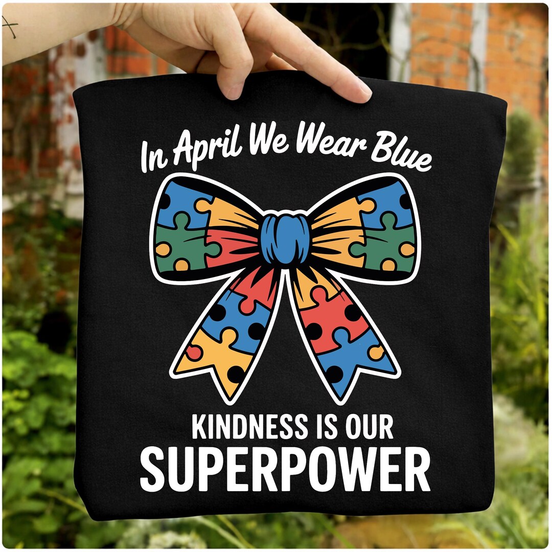 In April We Wear Blue SVG PNG | Autism Awareness Bow Clipart | Kindness ...