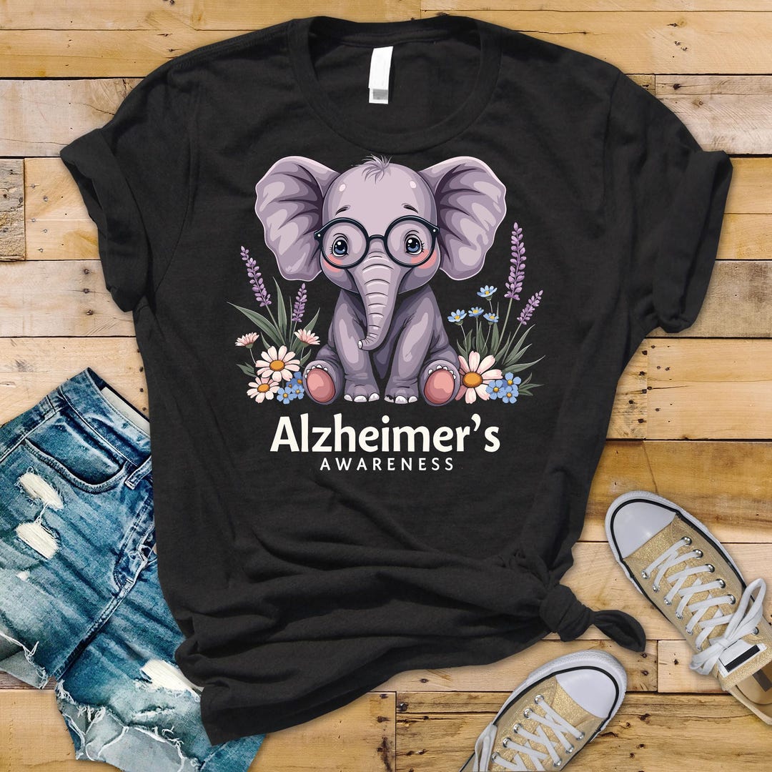 Alzheimer's Awareness Elephant Design, Purple Ribbon, Floral (PNG SVG ...