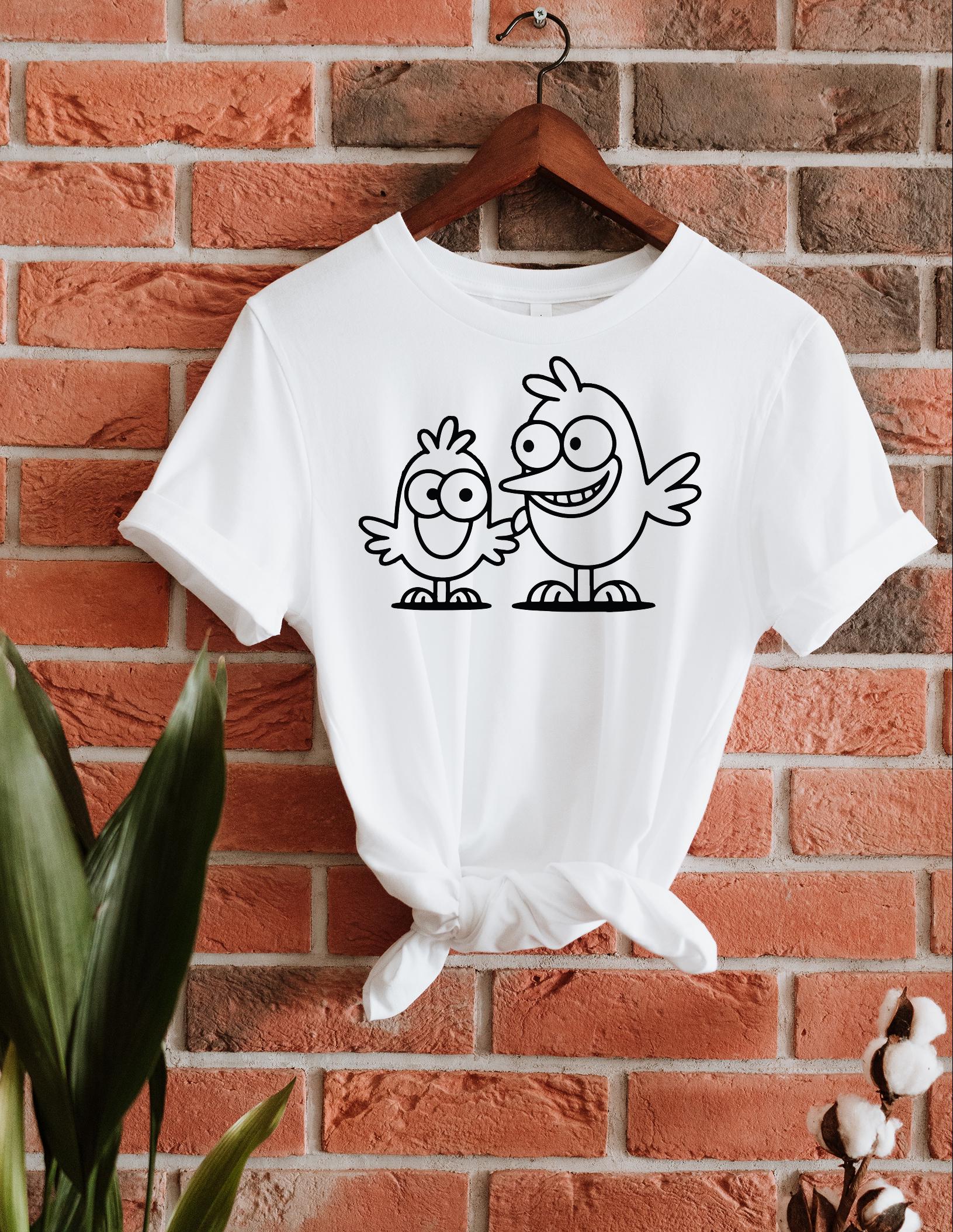 Funny Birds Outline SVG PNG | Quirky Bird Duo Clipart | Googly Eye Bird ...