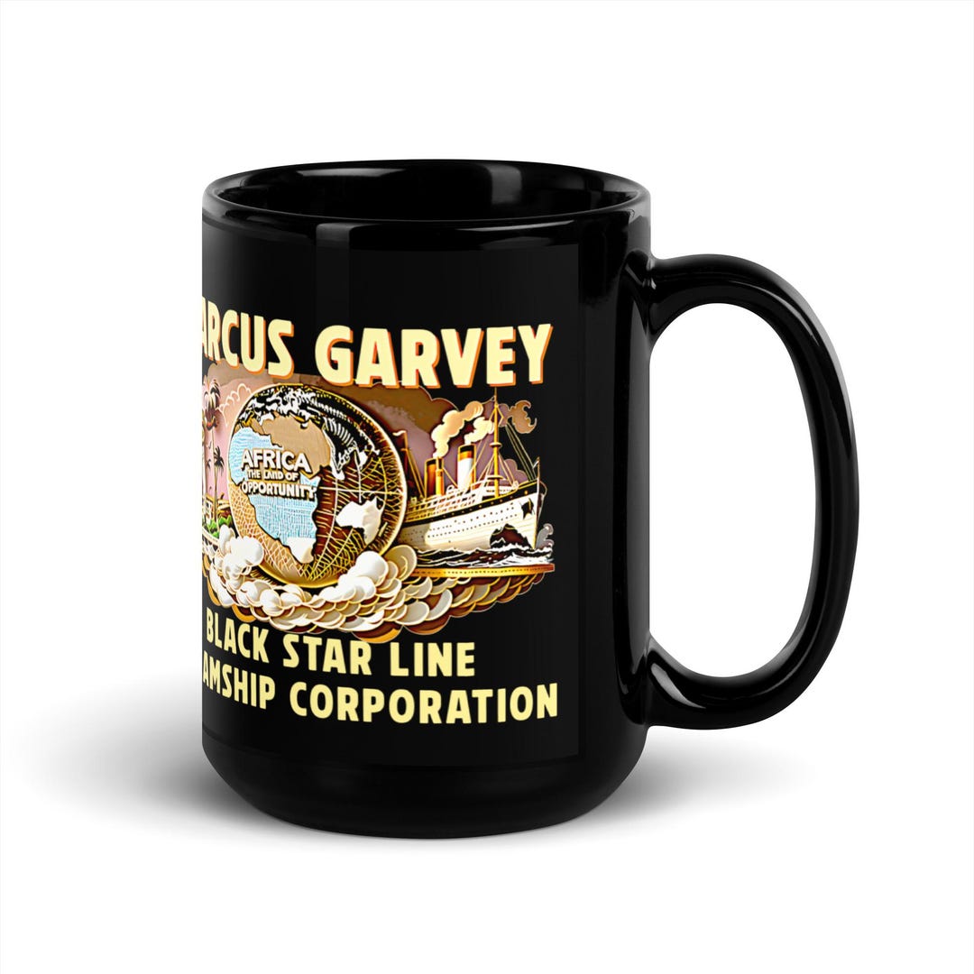Marcus Garvey Black Star Line Black Glossy Mug - Etsy
