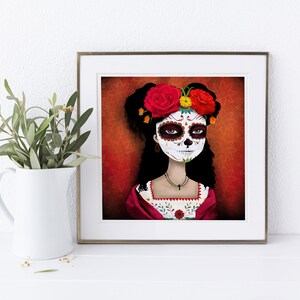 Catrina Dia De Los Muertos Day of the Dead Matte Paper Print Whimsical ...