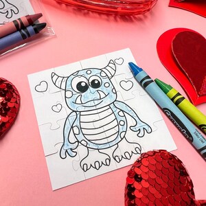 Valentine Coloring Puzzle Kit, Valentines Day Classroom Favors ...