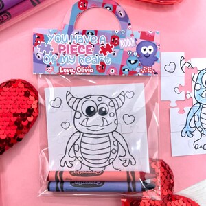Valentine Coloring Puzzle Kit, Valentines Day Classroom Favors ...