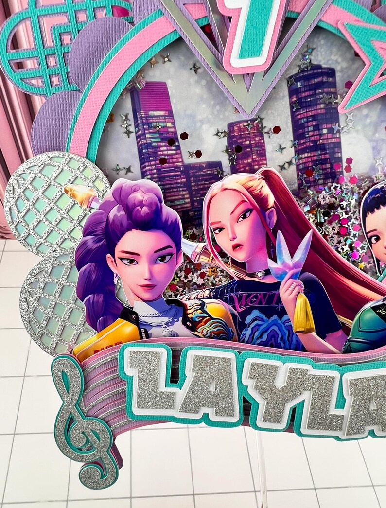 Inspired by Kpop Demon Hunters Birthday Cake Topper, Huntrix Saja Boys ...