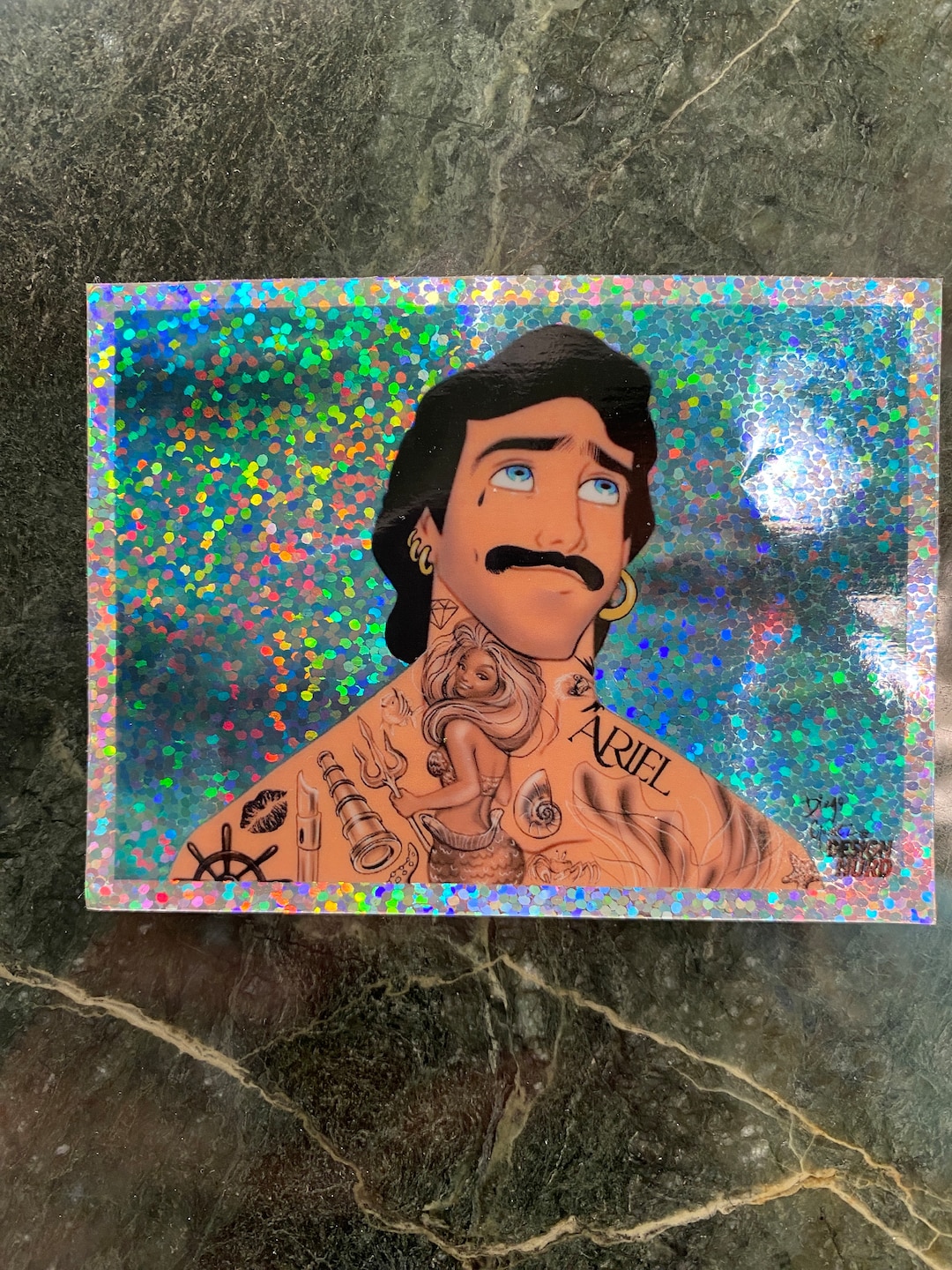 Emo Prince Eric Holographic Sticker, Sexy Mustache Neck Tattoo Tattooed ...