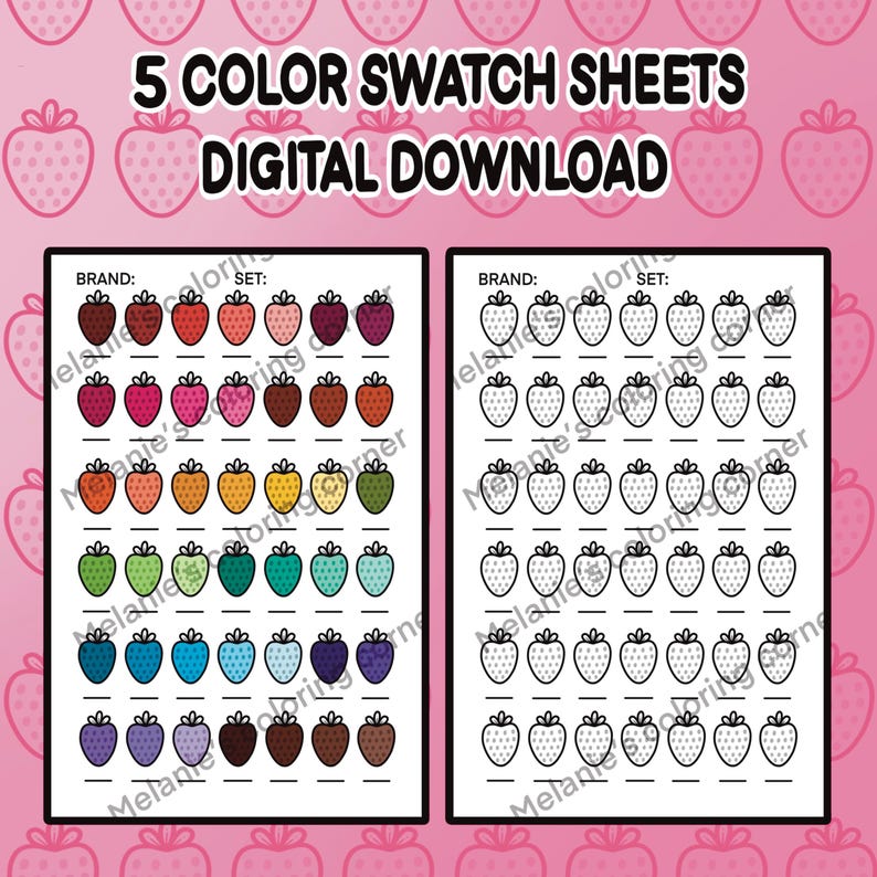 5 Blank Strawberry Color Swatch Charts - Digital Download - Etsy