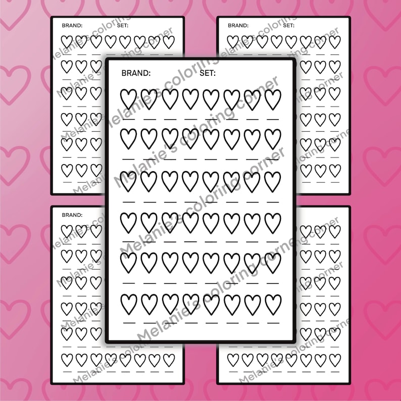 5 Blank Heart Color Swatch Charts - Digital Download - Etsy