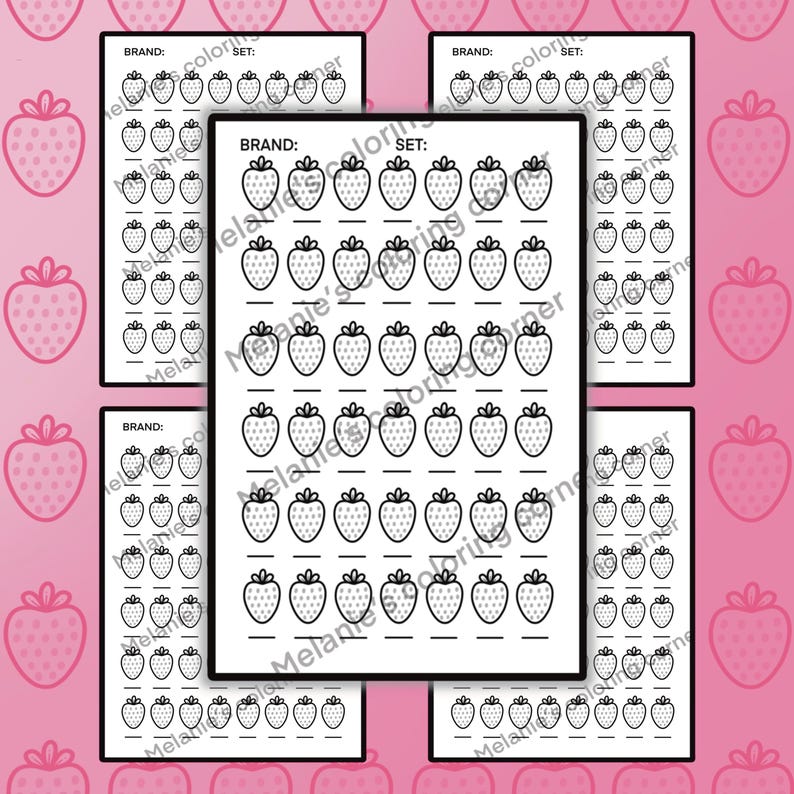 5 Blank Strawberry Color Swatch Charts - Digital Download - Etsy