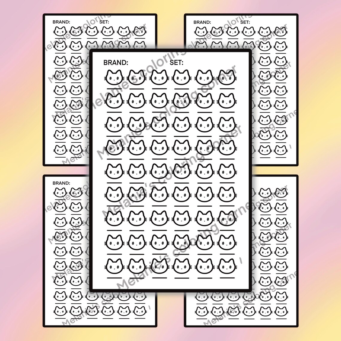 5 Blank Kitty Color Swatch Charts Digital Download - Etsy