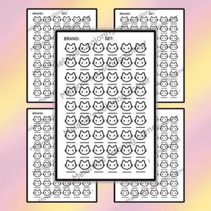 5 Blank Kitty Color Swatch Charts Digital Download - Etsy