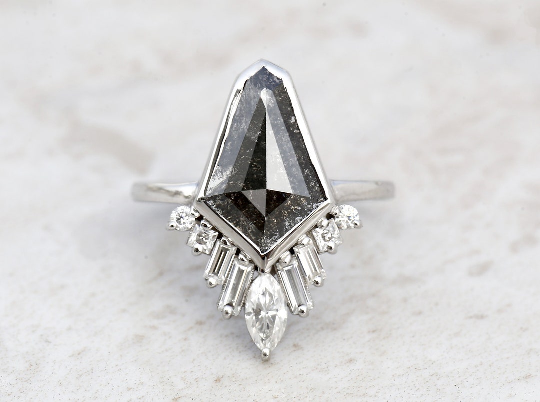 Kite Diamond Ring, With Pave and Half Halo Setting - Etsy