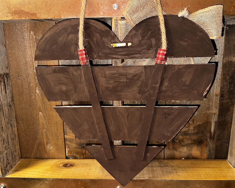 Rustic Wooden Heart Wall Hanging: Cottagecore Decor With Burlap Bow - Etsy
