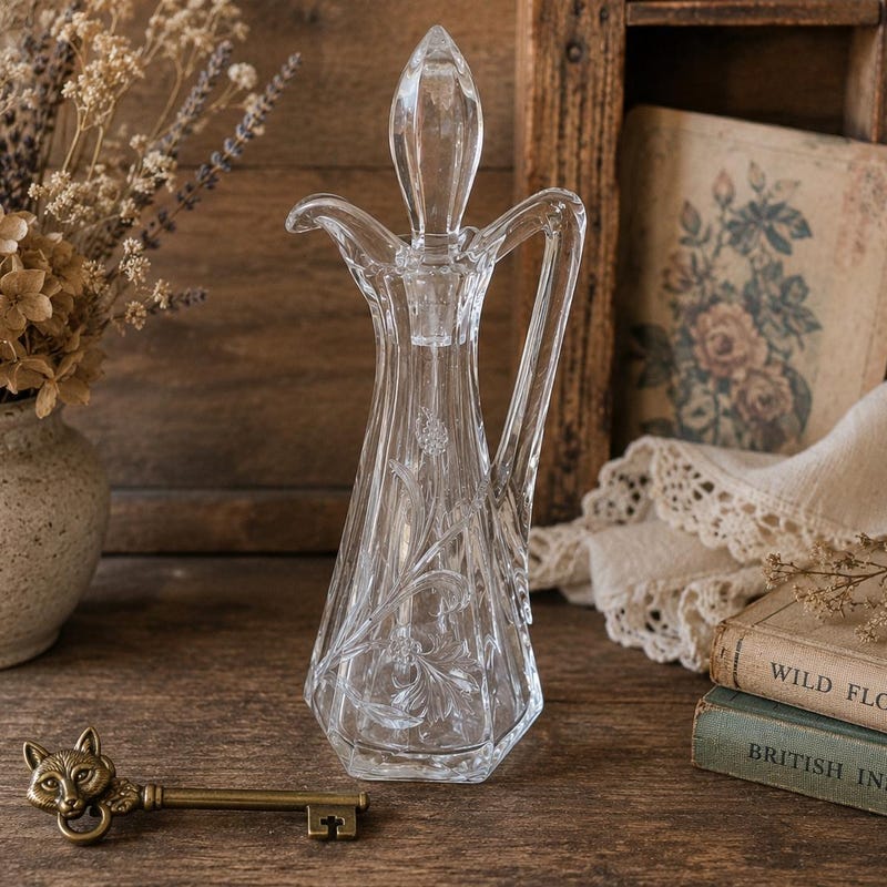 Floral Cut Glass Decanter - Etsy