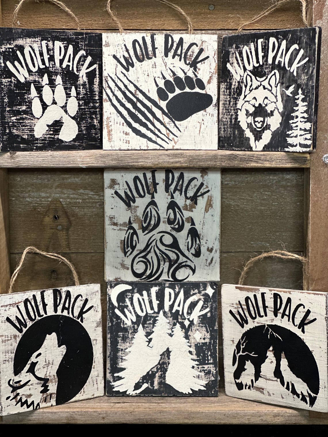 WOLF PACK SIGN - Woodsy Themed - Home Decor With Jute Twine to Hang on ...