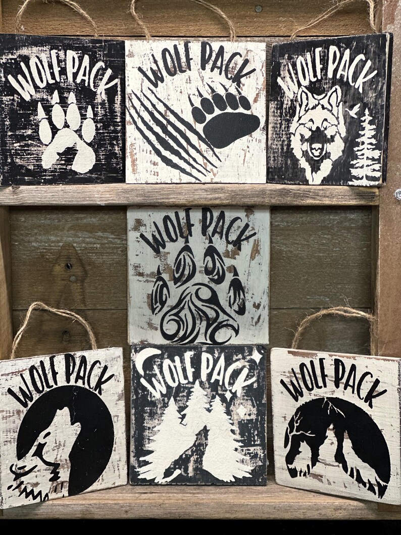WOLF PACK SIGN - Woodsy Themed - Home Decor With Jute Twine to Hang on ...