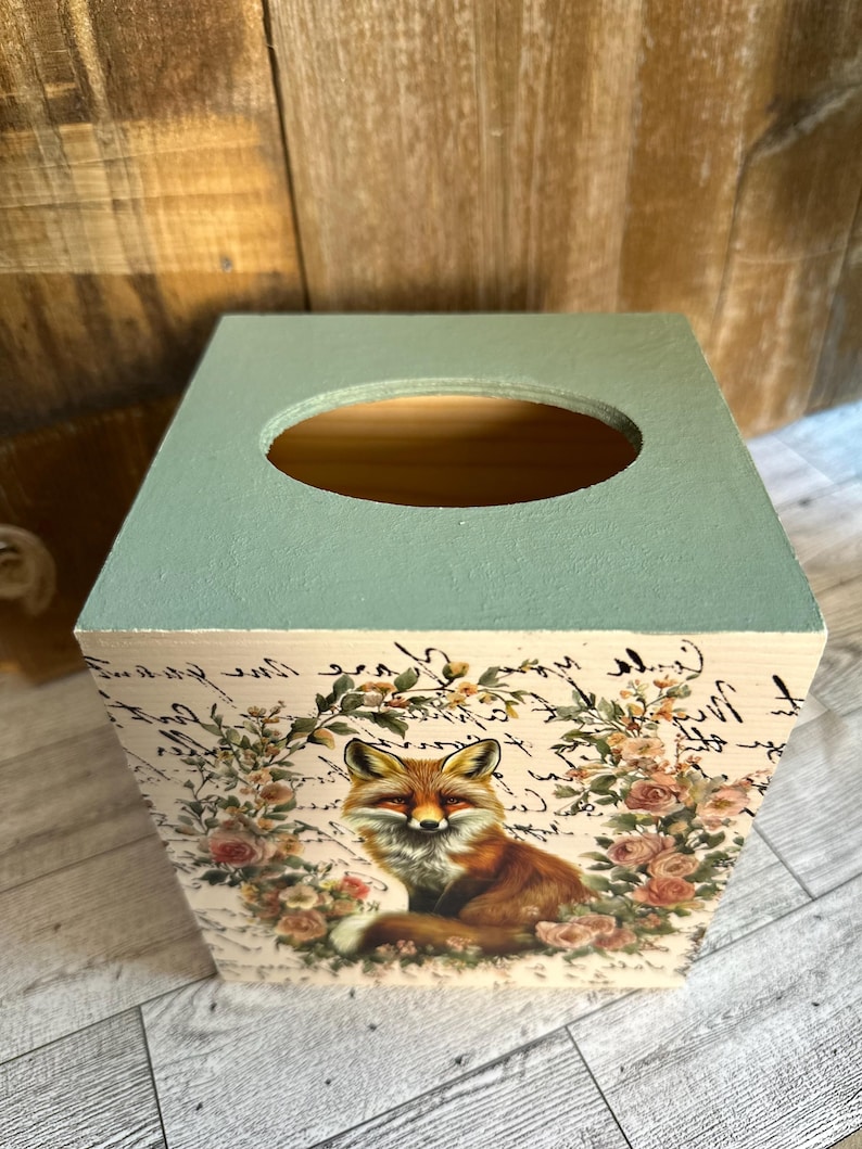 Handcrafted Wooden Tissue Box: Rustic Woodland Critters Decor - Etsy