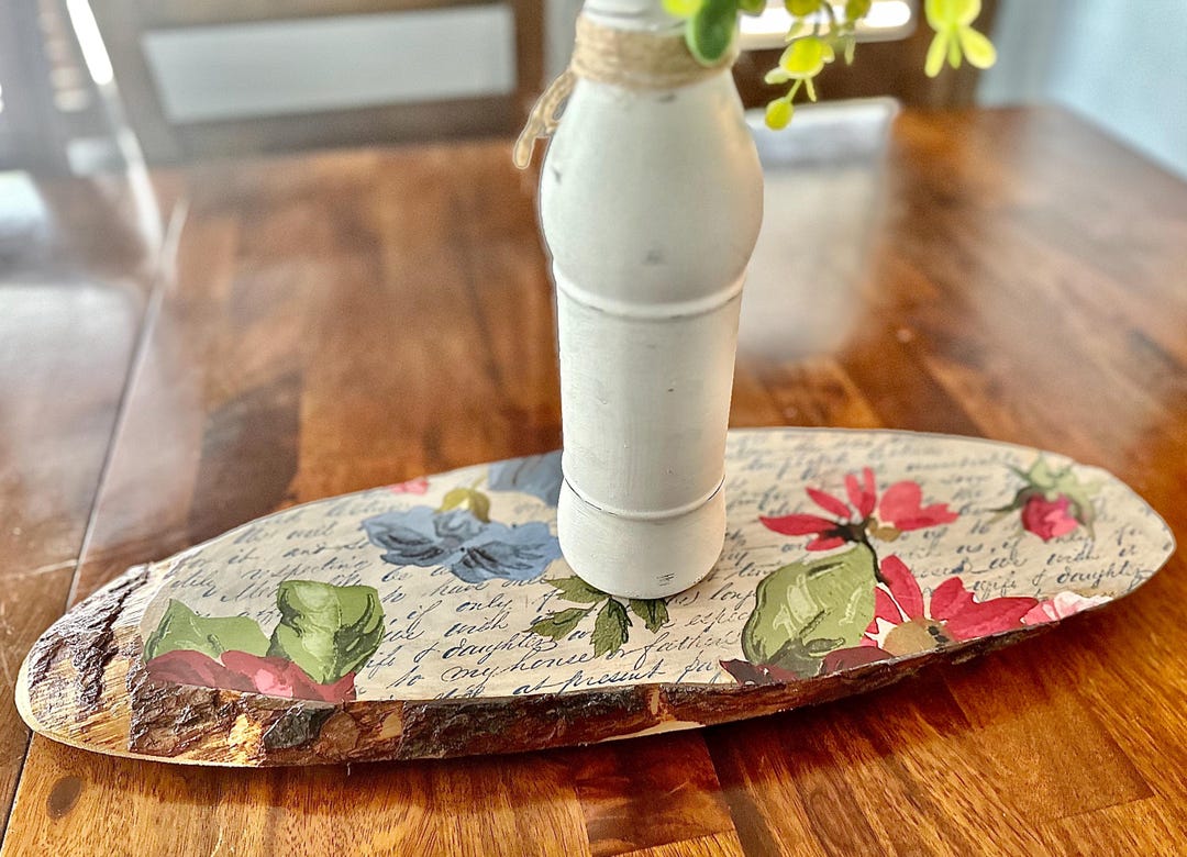 Rustic Wood Slice Riser, French Country Farmhouse Decorative Floral ...