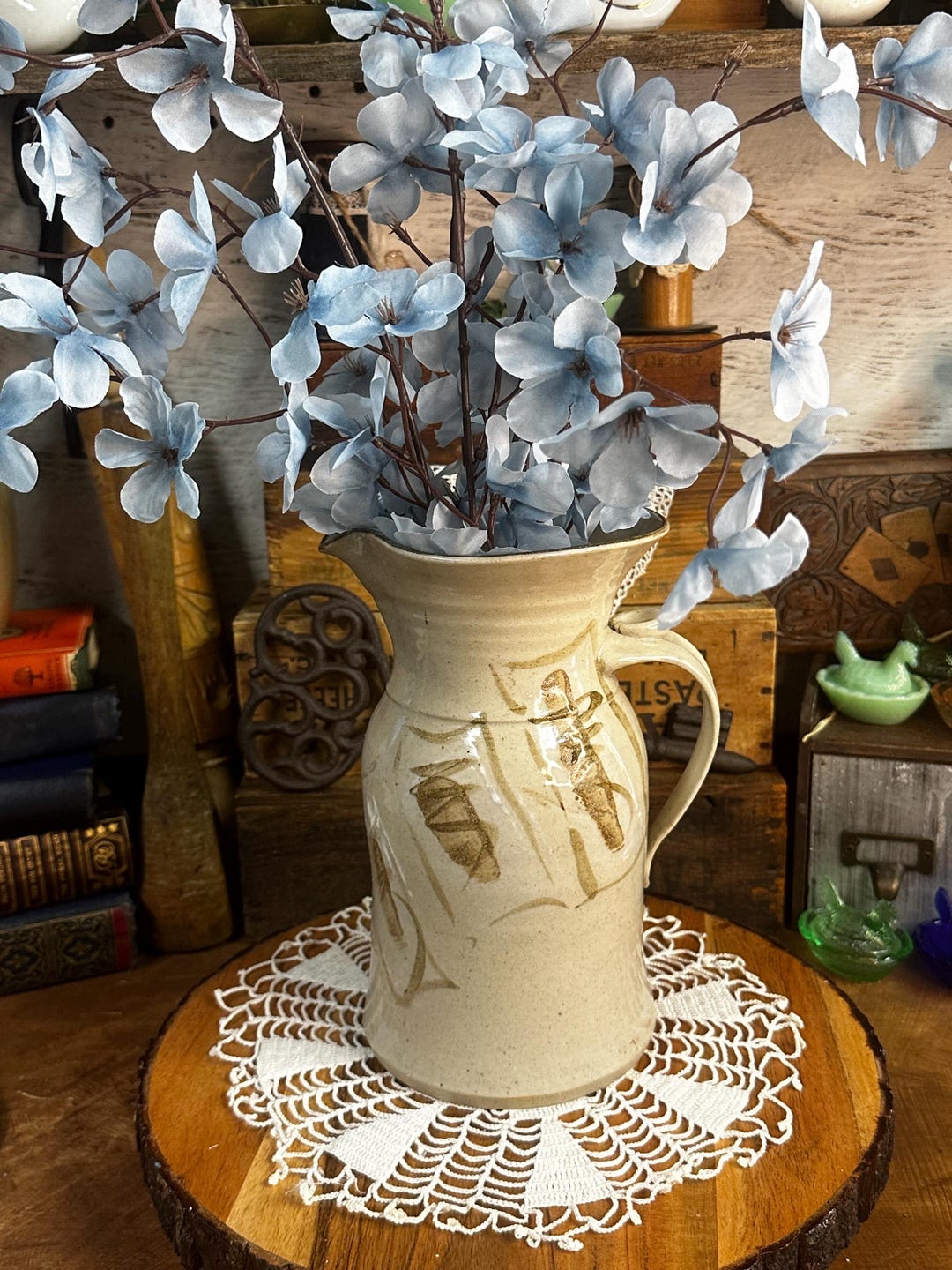 Artisan Pottery Stoneware Pitcher Unique With Natural Elements ~ No ...