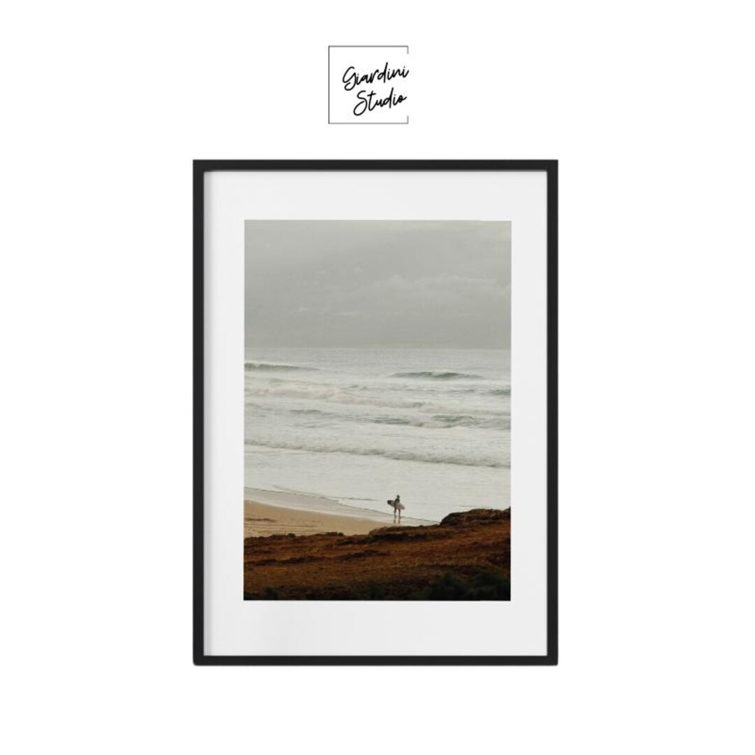 Minimalist Surfer Fine Art Print – Moody Coastal Photography – Solitary ...