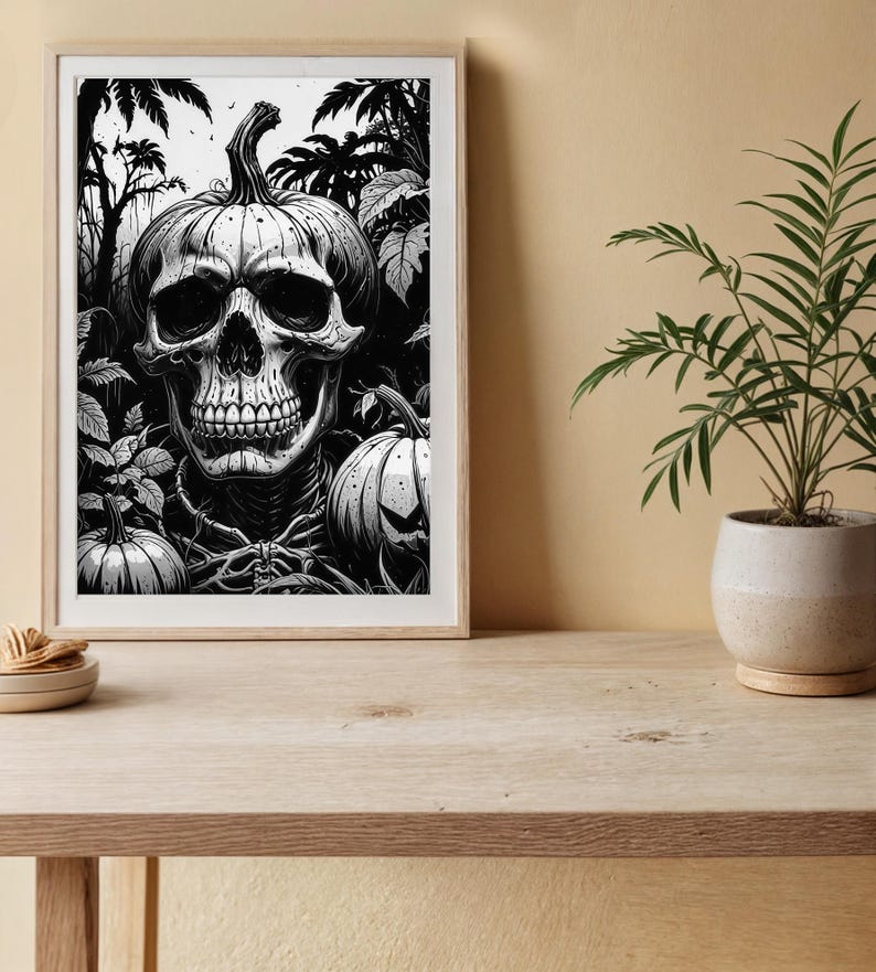 Skeleton Print, Halloween Printable Art, Halloween Decor, Halloween ...