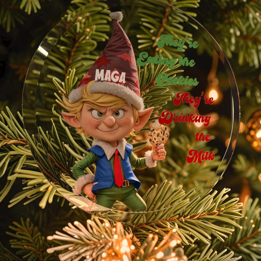 Trump Donald the Elf Glass Christmas Ornament, Keepsake, Holiday ...