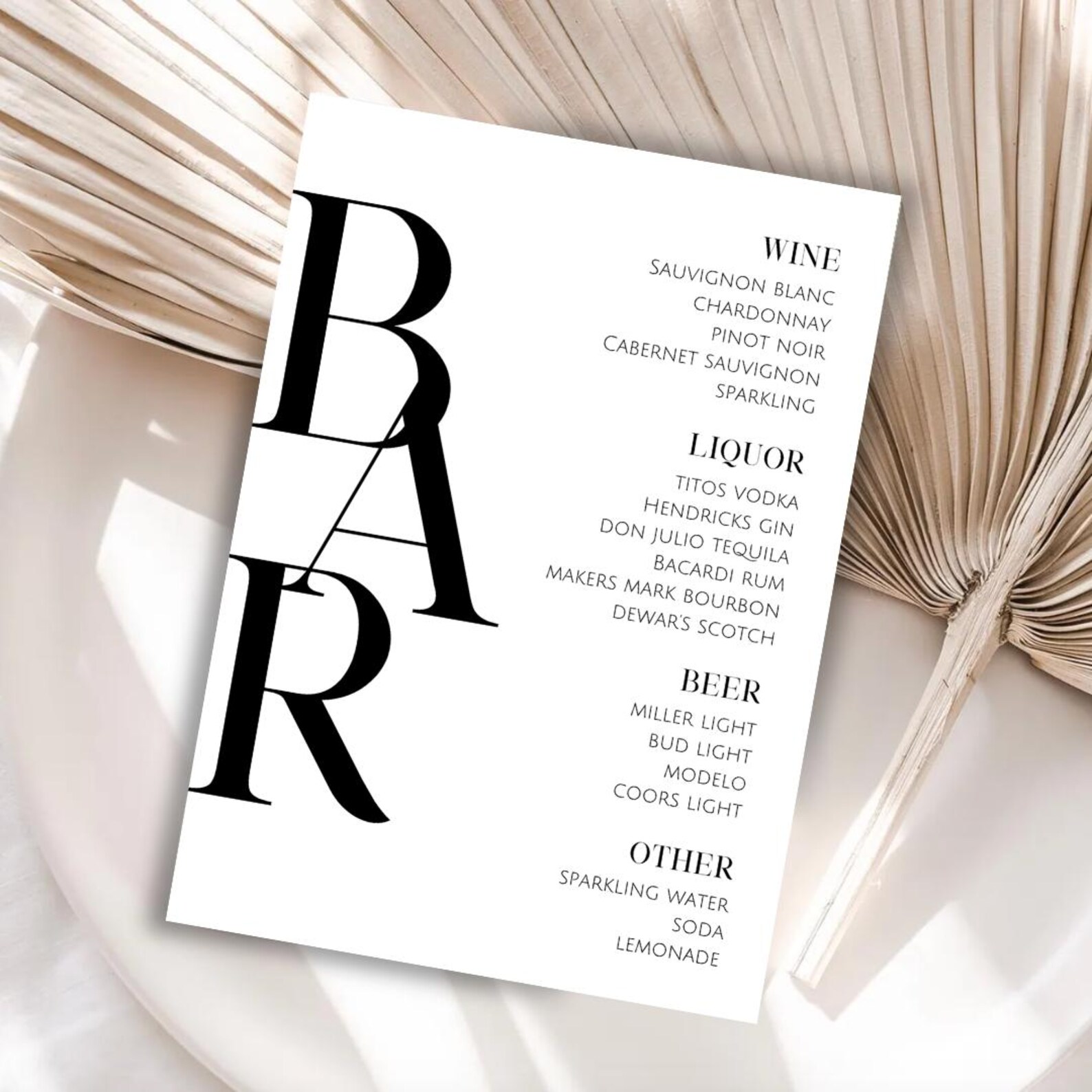 Minimalistic Bar Sign, Wedding Bar Sign, Event Bar Menu, Editable Bar ...