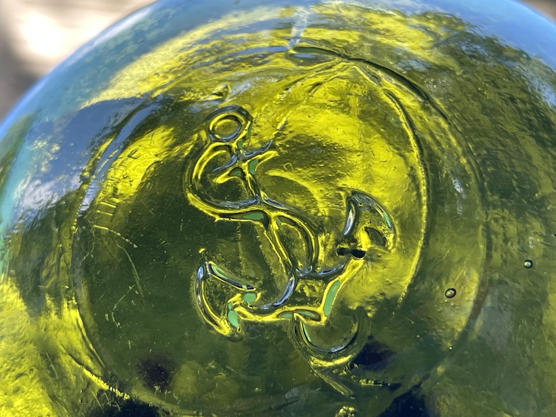 Mouth-blown Handmade European Glass Float With Anchor Rope Trade Marked ...