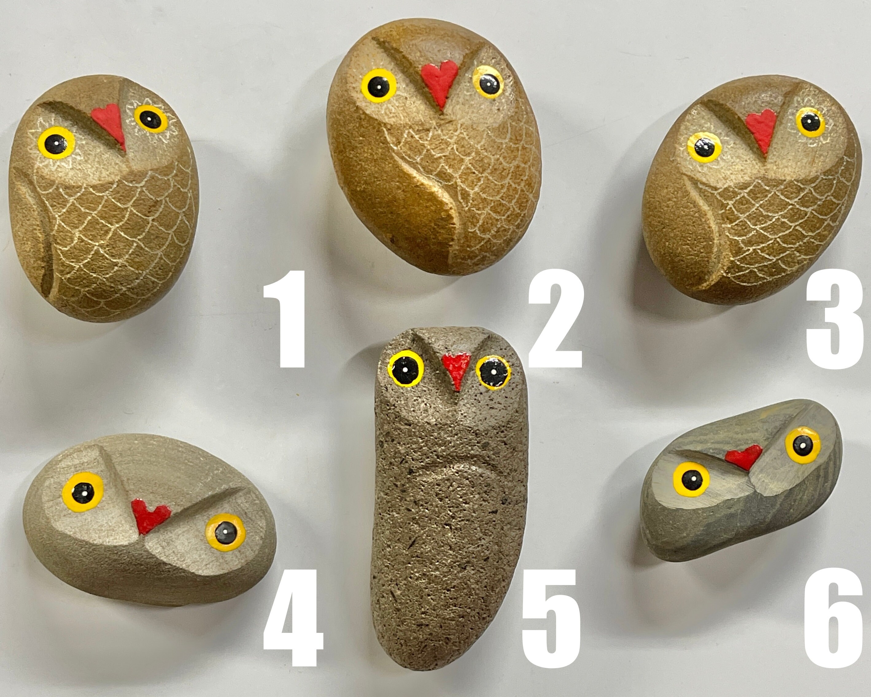 Fridge Magnets Hand Carved and Painted Pebble Owls Magnets - Etsy