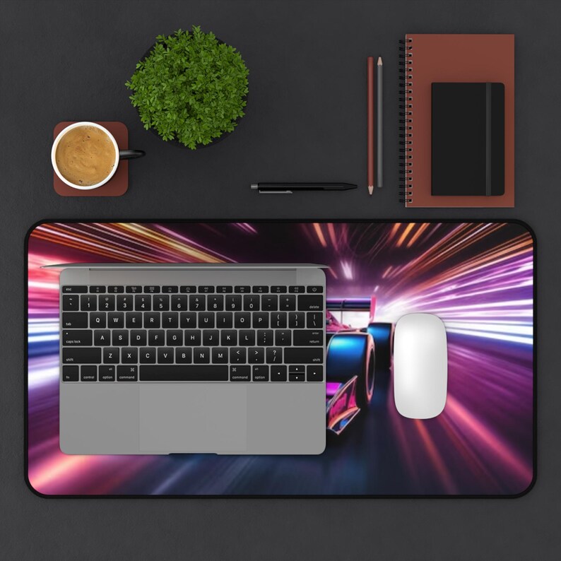 Cool Neon Race Car Formula 1 Desk Mat, Cool Gaming Desk Mat, Colorful ...