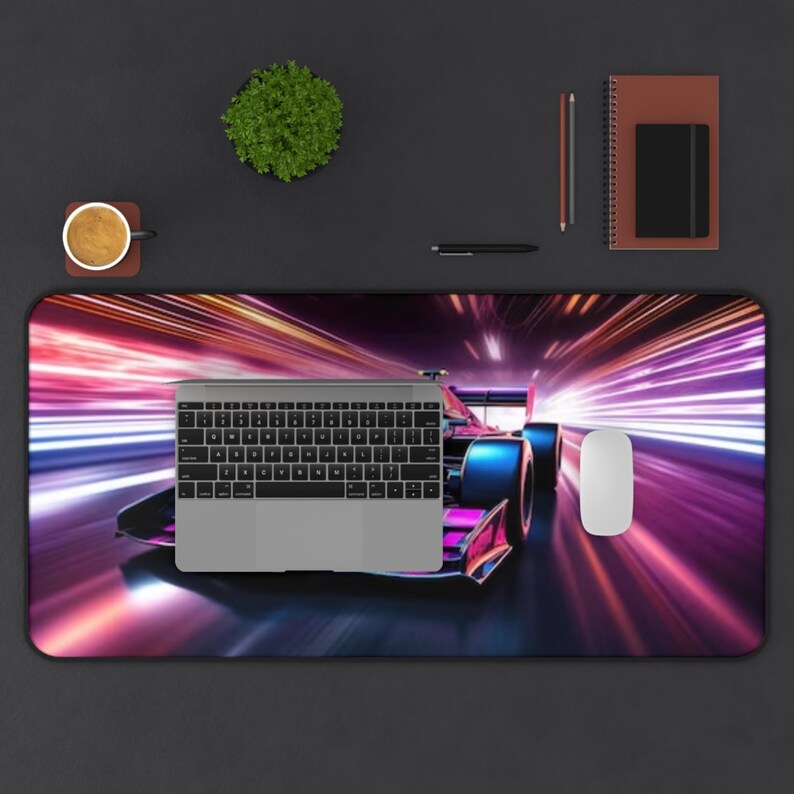 Cool Neon Race Car Formula 1 Desk Mat, Cool Gaming Desk Mat, Colorful ...