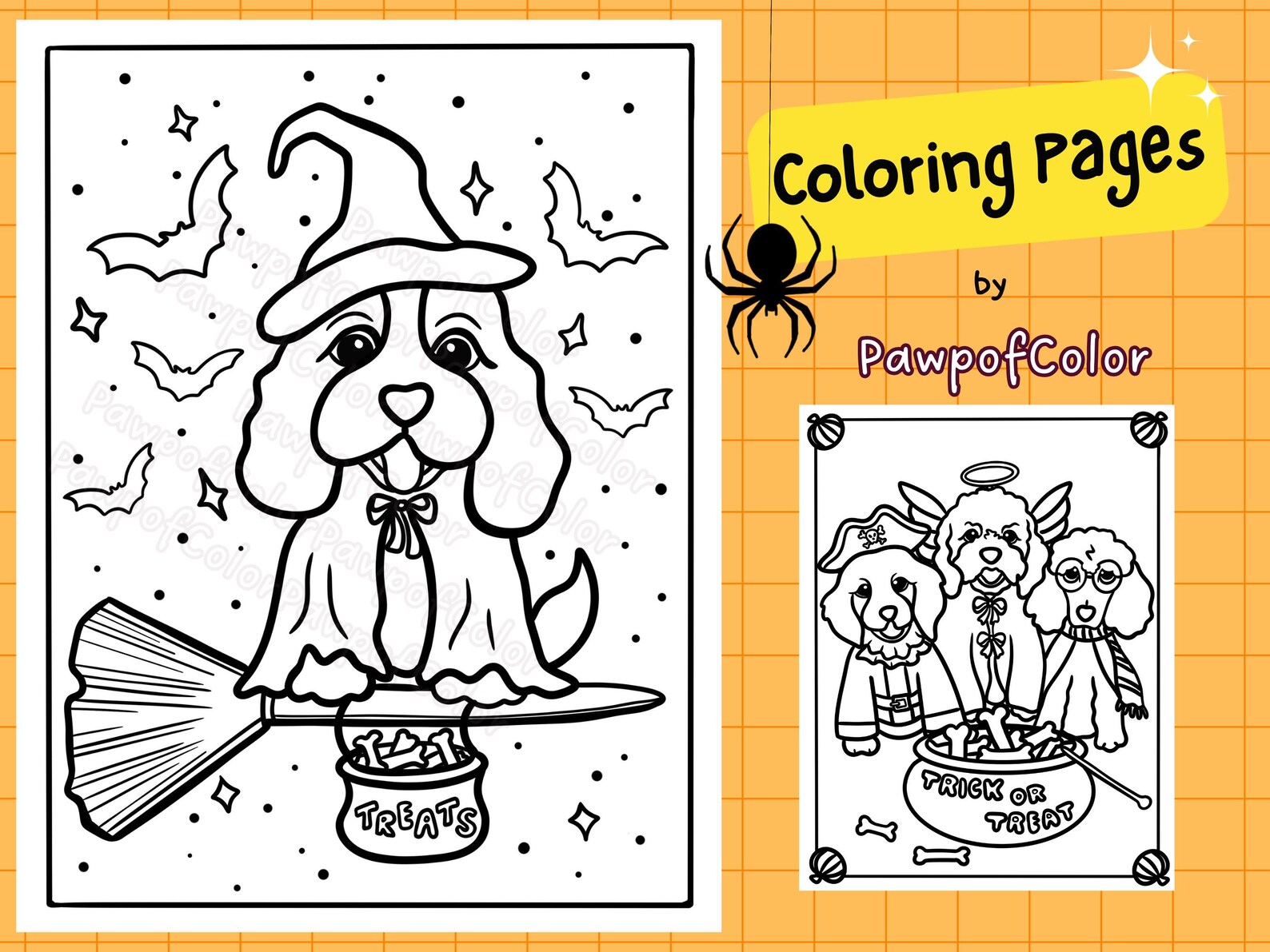 Spooky Pups Coloring Pages - Etsy